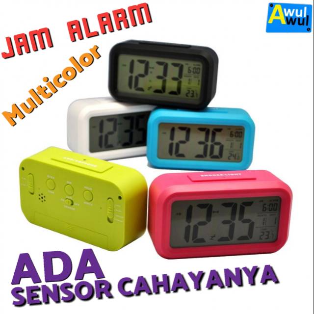 Jam Alarm Digital Unik Minimalis dilengkapi Sensor Cahaya | Jam Beker ...