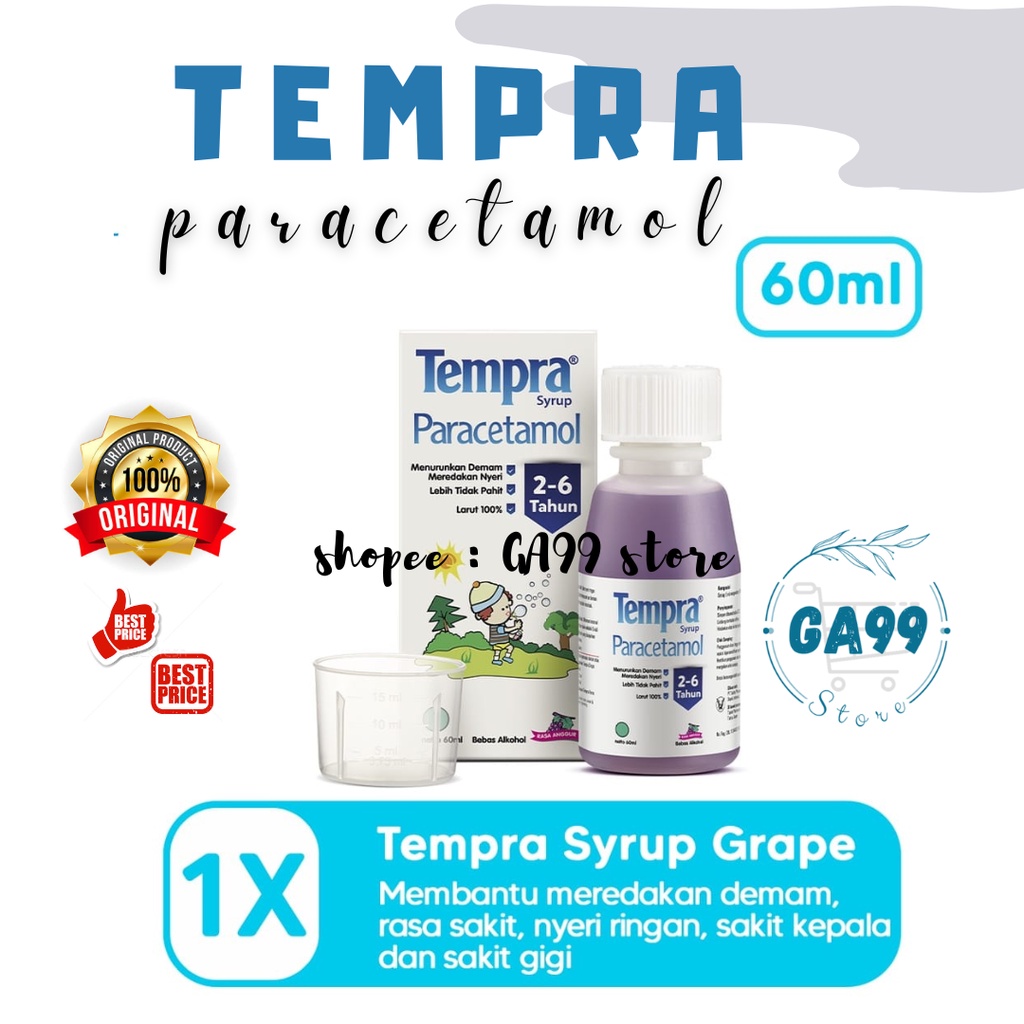 Jual Tempra Paracetamol Syrup 60 ML Usia 2-6 Tahun | Shopee Indonesia