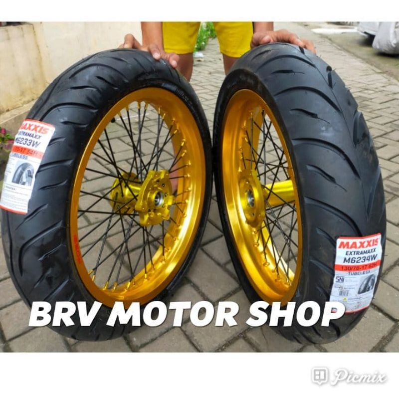 Jual Ban Set KLX 150 Velg 300-350-17 Ban Maxxis Tromol Original KLX ...