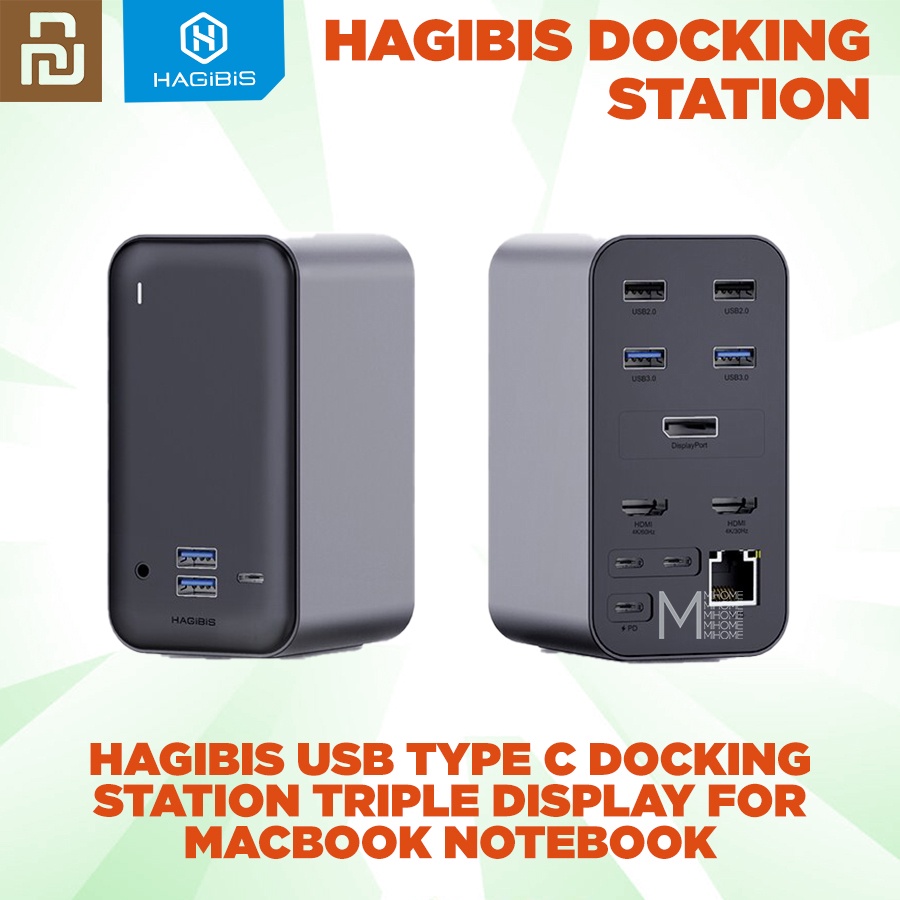 Jual HAGIBIS USB C Docking Station Triple Display For Macbook Windows ...
