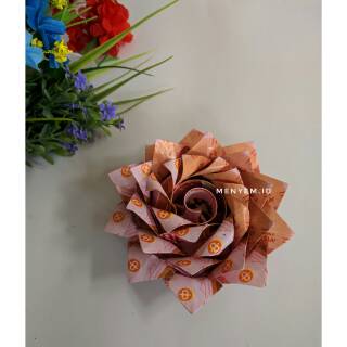 Replika bunga dari uang kertas | hiasan mahar | bunga teratai | bunga ...