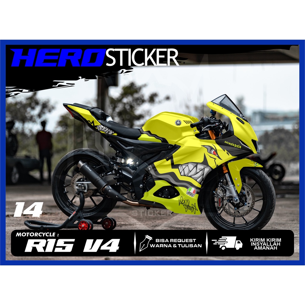 Jual Sticker Decal Yamaha R15 V4, Sticker Decal R15 V4 Variasi Shark ...
