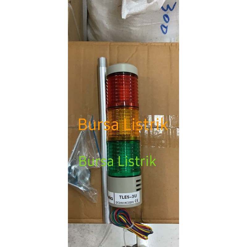 Jual Lampu Tower 3 warna 220v, 24vdc nyala Diam/Kedip +Bunyi tipe TLE5 ...