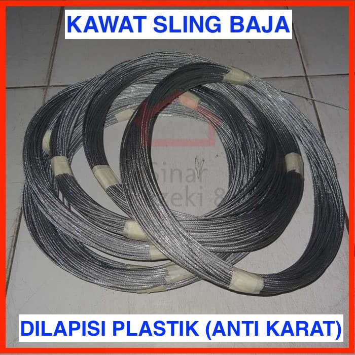 Tali Kawat Baja | Kabel Seling Sling 2 mm 2mm Lapis PVC Steel Wire Rope Galvanis | Shopee Indonesia