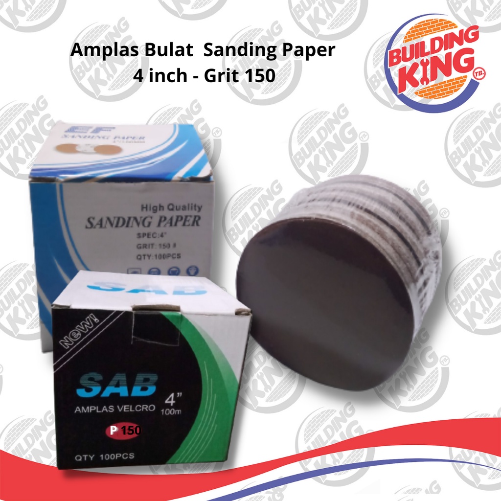 Jual Amplas Bulat 4" Grit #150 Ampelas Tempel Sanding Paper Velcro 4 ...