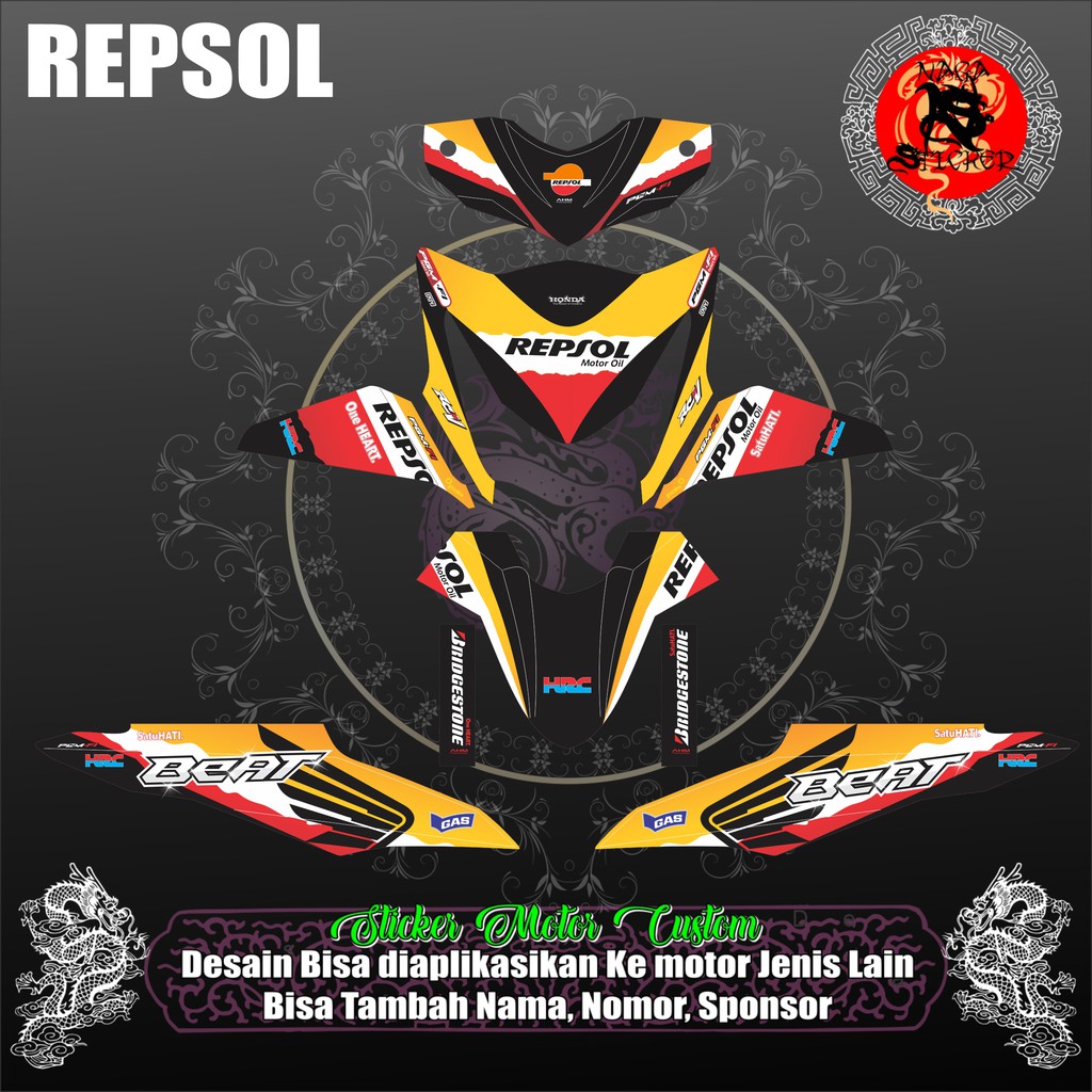 Jual DECAL STICKER HONDA BEAT FI 2013 REPSOL IV | Shopee Indonesia