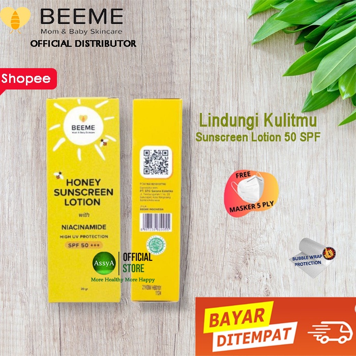Jual Beeme Honey Sunscreen Lotion with Niacinamide SPF 50+++ | Suncreen ...