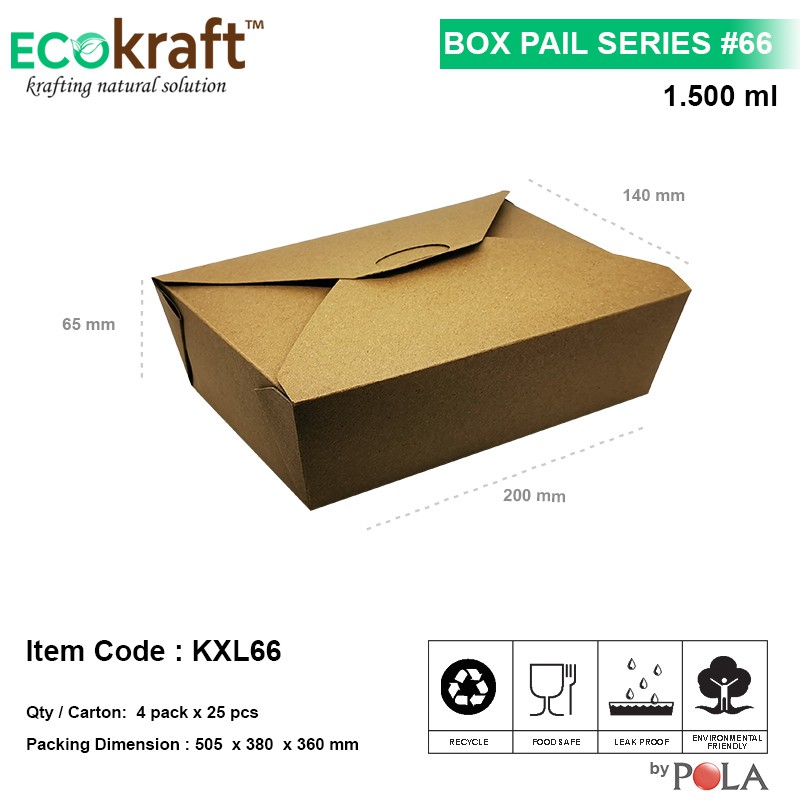 Jual POLA Box Pail Kraft / Mangkok Kertas KXL66 - 25pcs | Shopee Indonesia