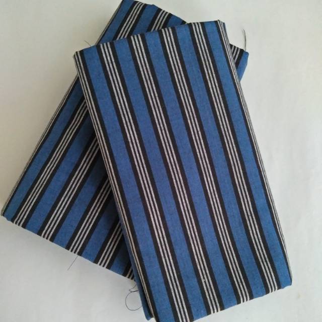 Jual Kain Tenun Lurik - Biru garis Putih Indonesia|Shopee Indonesia