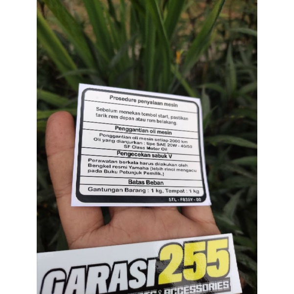 Jual sticker stiker prosedur prosedur warning dasboard dasbor mio ...