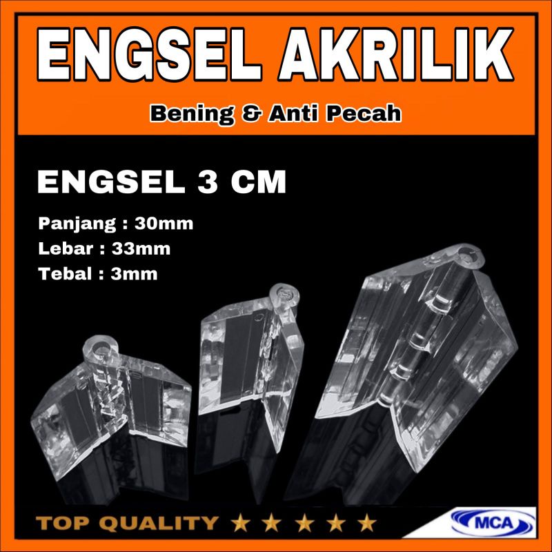 Jual ENGSEL AKRILIK 3cm Bening / Anti Pecah / Acrylic Hinge 30 x 33 mm | Shopee Indonesia
