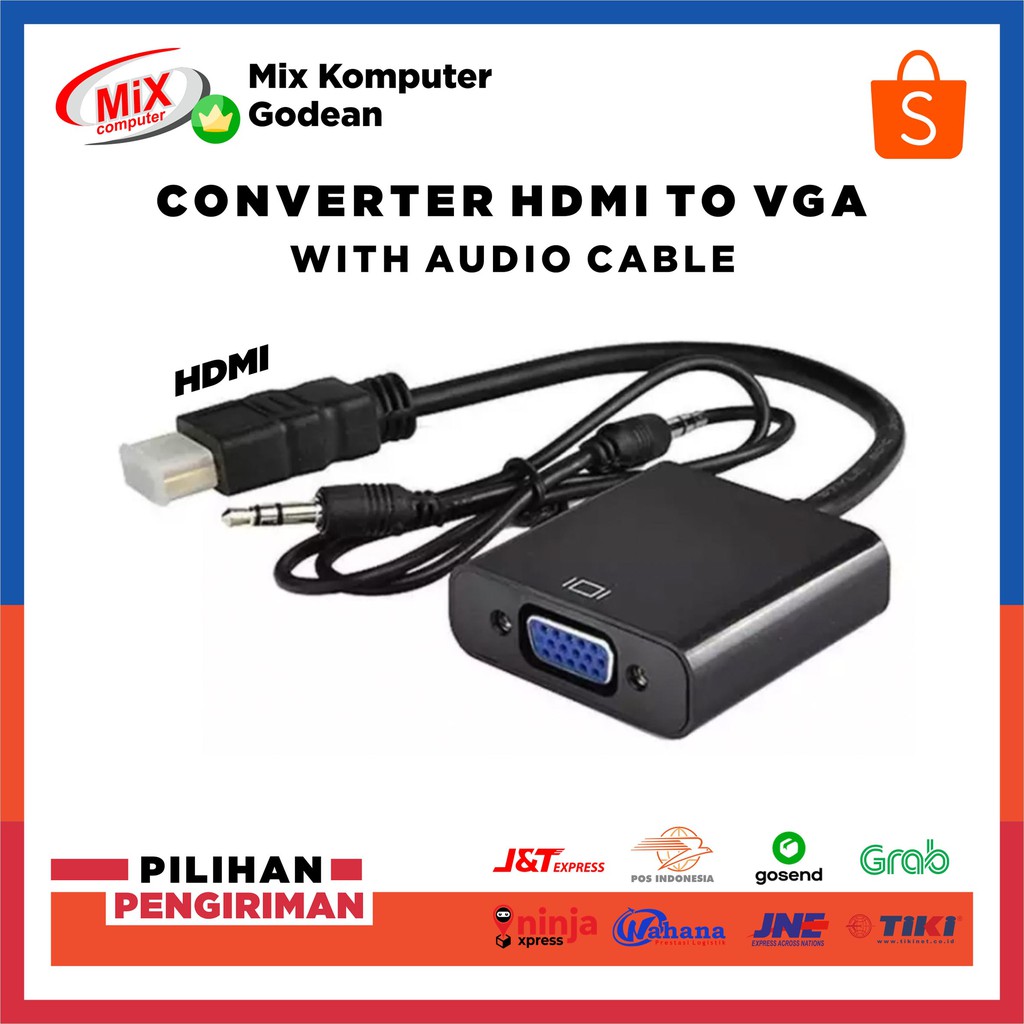 Jual Converter HDMI to VGA with Audio Line - Kabel laptop ke Proyektor dan Monitor VGA | Shopee ...
