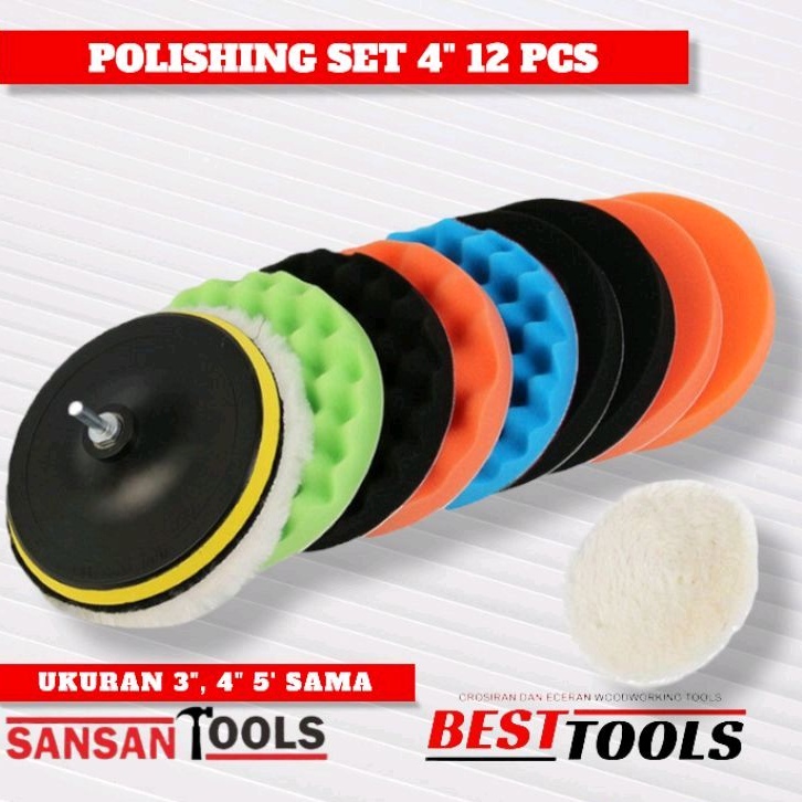 Jual Busa Poles Body Motor Mobil 5 inch 12 pc Wax Polish Spons Compound ...