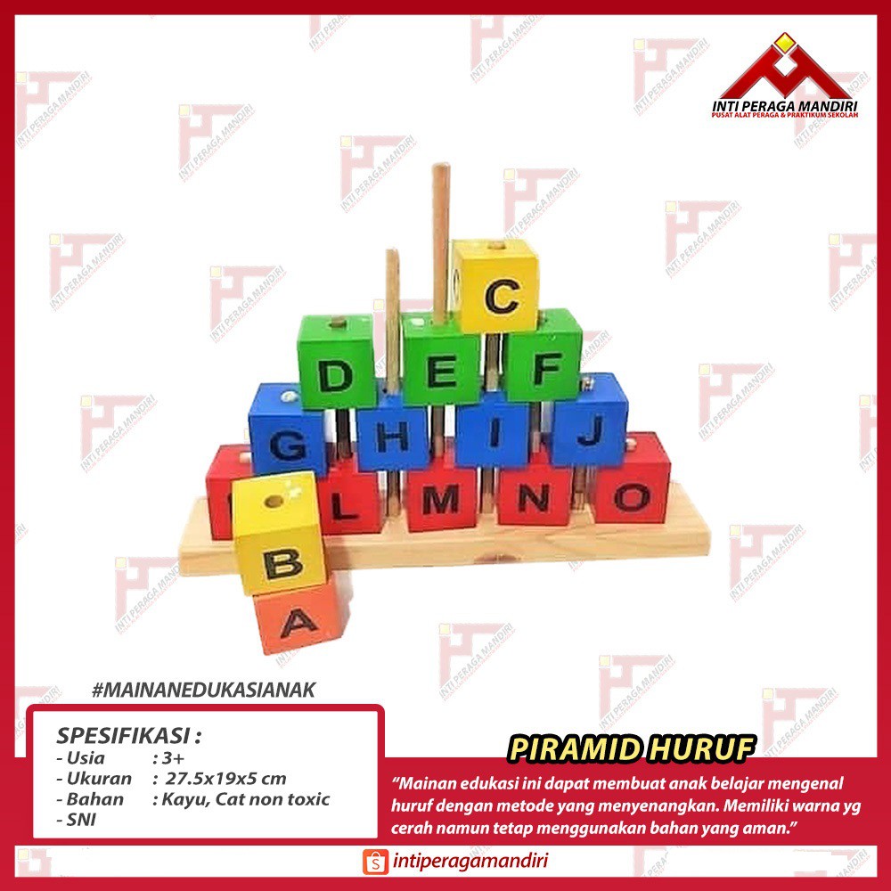 Jual IPMToys - Balok Piramida Huruf Abjad / Huruf ABC / Huruf Hijaiah ...