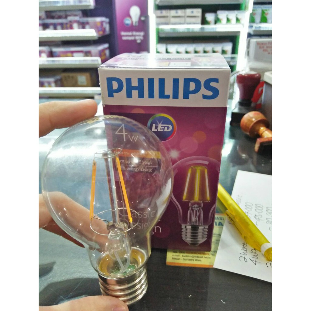 Jual BOLA LAMPU PHILIPS LED DECO CLASSIC 4WATT MODEL BULAT Indonesia ...