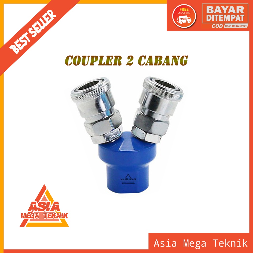 Jual Quick Coupler 2 Way / Coupler 2 Cabang / Sambungan Kran Angin Mesin kompresor | Shopee ...