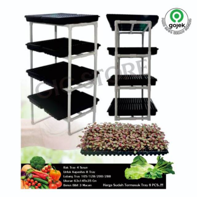Jual Rak Tray + 8 Tray Semai Pembibitan 4 Susun Dari Pipa PVC Kuat ...
