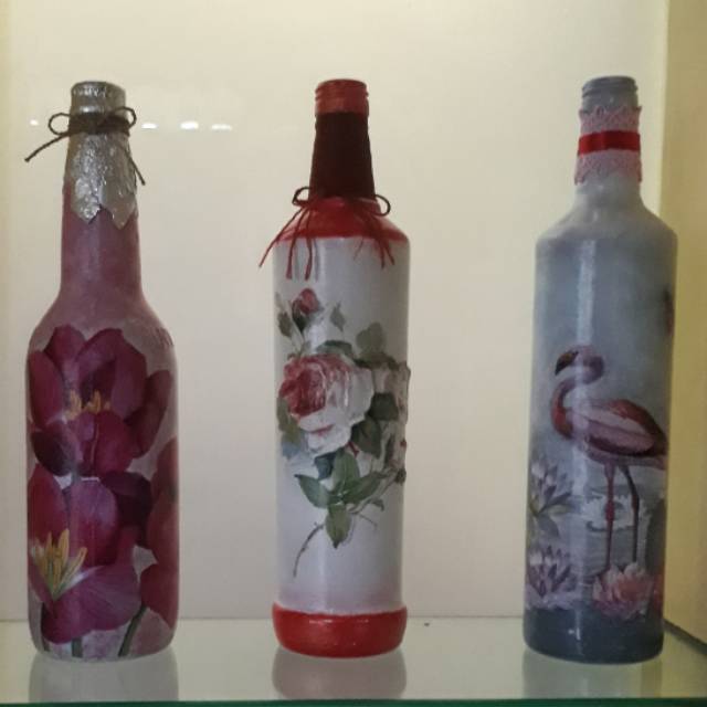 Jual Botol hias decoupage / vas decoupage | Shopee Indonesia