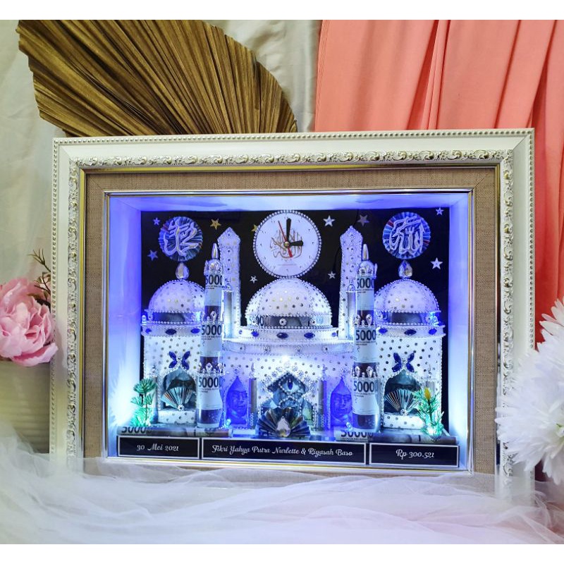Jual promo Mahar nikah masjid lampu 3D hanya warna biru | Shopee Indonesia