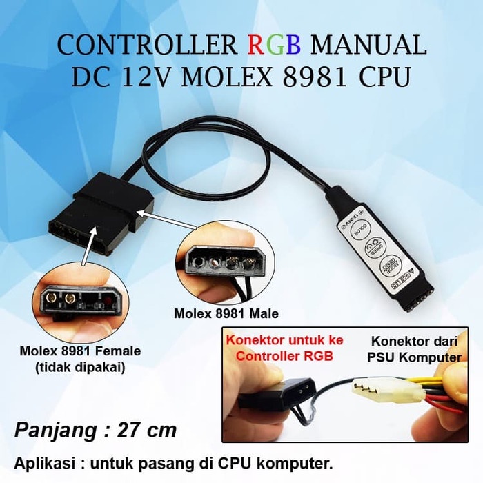 Jual Driver Controller RGB Manual MOLEX 8981 SATA DC 12V for CPU ...