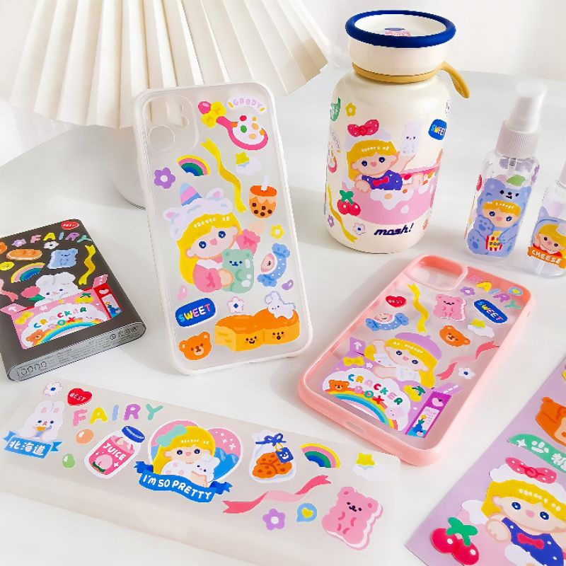 Jual Sticker Decorasi Cute cake bear and girl (deco sticker cute girl ...