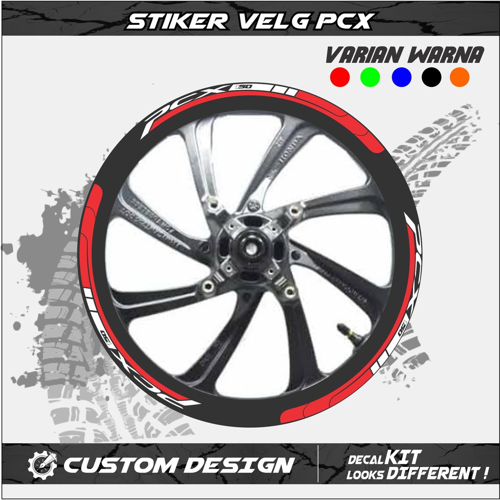 Jual STICKER LIST VELG STICKER MOTOR HONDA PCX MERAH BIRU HIJAU WARNA ...