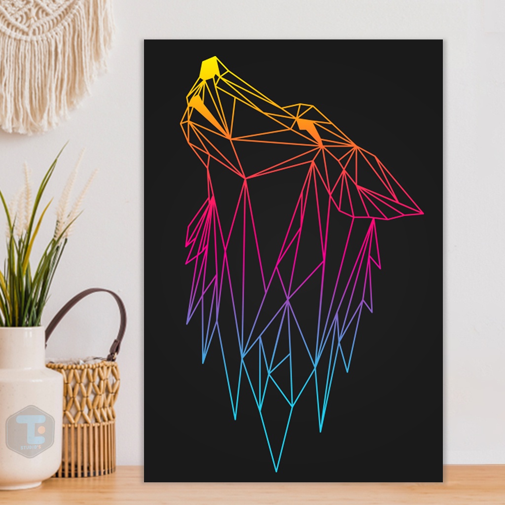 Jual Hiasan Dinding Serigala Geometric Poster Wolf Pajangan Kayu ...