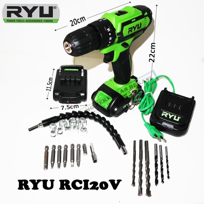 Jual RYU Mesin Cordless Impact Drill Bor 10mm 20Volt RCI-20V Mata Acc box | Shopee Indonesia
