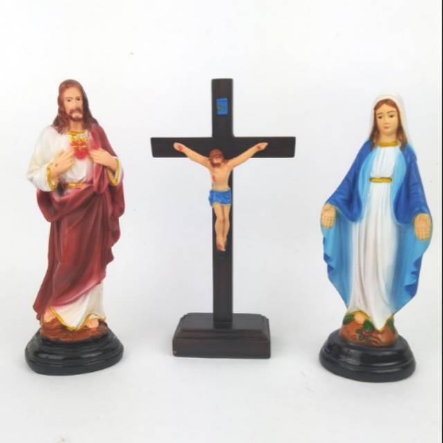 Jual Set Altar Meja Doa Ibadah Patung Rohani Maria Yesus Salib Duduk ...