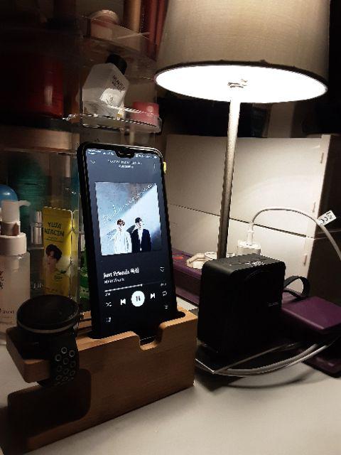 Charging Dock HandPhone dan Apple watch kayu bamboo smartwatch tempat ...
