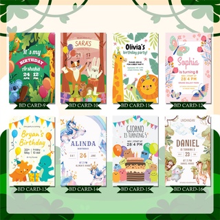 Jual Kartu Undangan Ulang Tahun 2 Sisi Anak Free Design | Birthday Card Custom | Kartu Ucapan ...