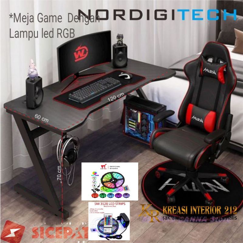 Jual PROMO MEJA GAME DESAIN PAKAI LAMPU LED (RGB) LEBAR 60CM | Shopee ...