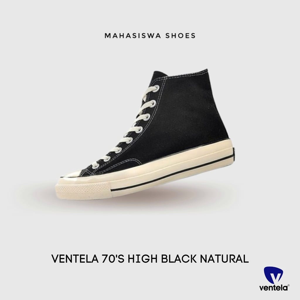 Jual Sepatu Ventela 70s High BLACK NATURAL Original Made In Indonesia (Bisa COD) | Shopee Indonesia