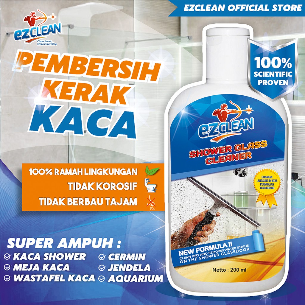 Jual EZCLEAN SHOWER GLASS CLEANER PEMBERSIH KACA PEMBERSIH CERMIN ...
