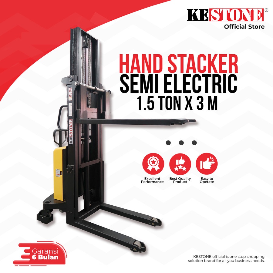 Jual Hand Stacker Semi Eletric 1,5 Ton x 3 Meter - Hand Lift Semi ...