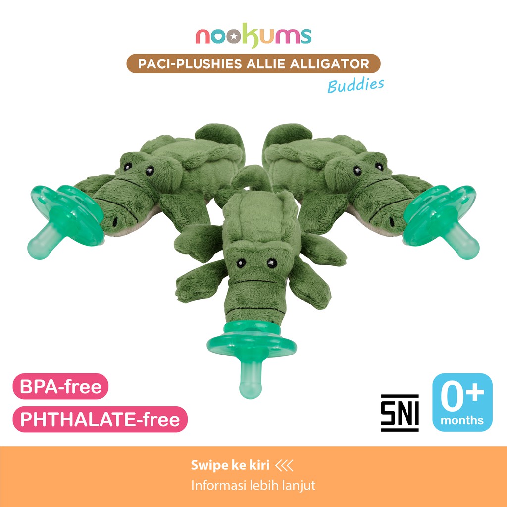 Jual Nookums Paci-Plushies Alligator Buddies / Empeng Bayi Boneka / Dot ...