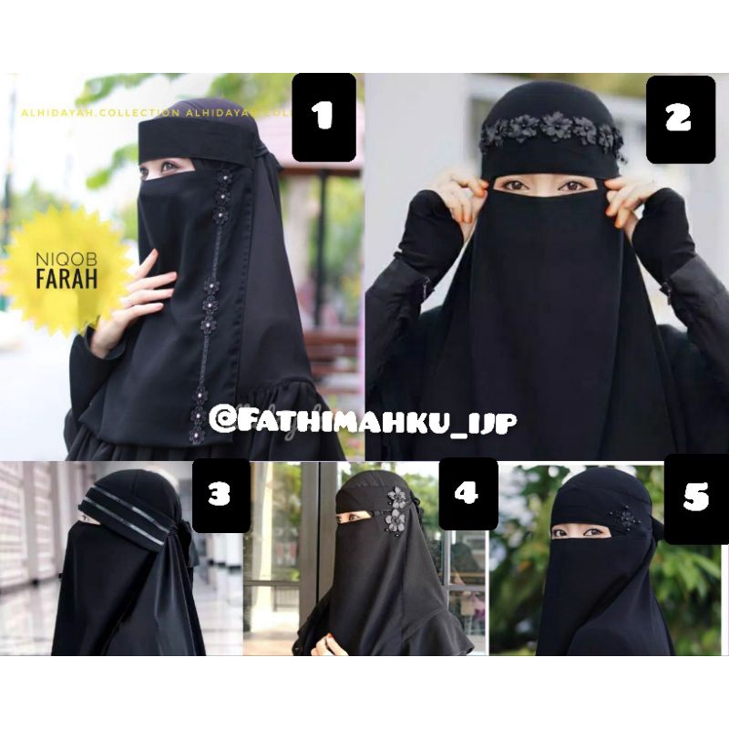 Jual Niqab Cadar Bandana Farah/Niqob Sifon Murah/Cadar Hitam Couple Anak | Shopee Indonesia