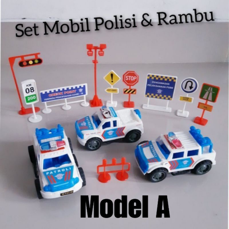Jual Mainan Set Mobil Polisi & Rambu - Police Car Marka Jalan Anak ...
