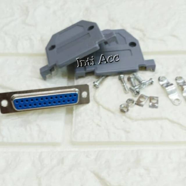 Jual Konektor Connector DB25 Female + Cover Plastik + Baut / Konektor ...