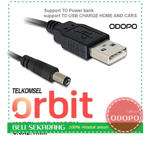 Jual KABEL POWER USB MODEM ORBIT STAR ,5V KE DC 12V ( 2.1mm ) | Shopee ...