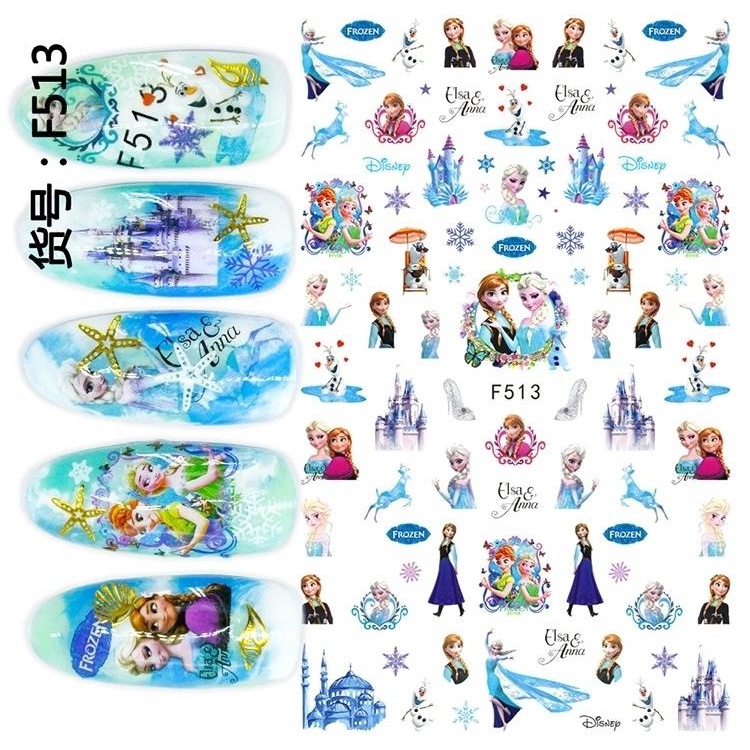 Jual Cute Elsa Anna Olaf Frozen Ice Ultra Thin Nail Sticker Stiker Kuku ...