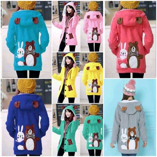 Jual [L1] Long Jaket FUNNY BEAR / jaket lucu / jaket fashion korea / hm ...