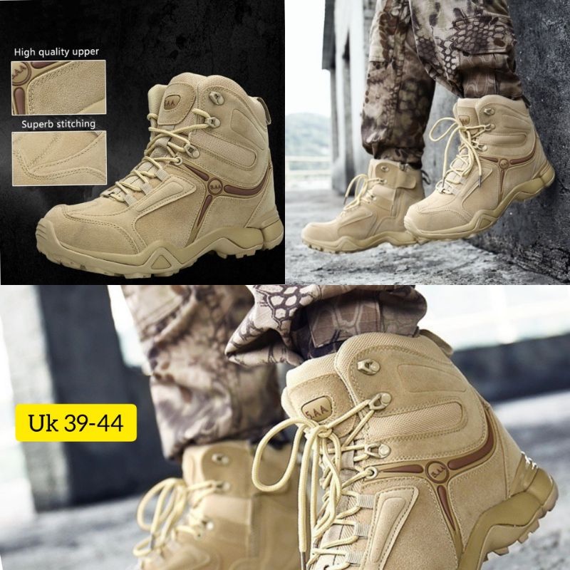 Jual Sepatu Boots Safety Pria Delta Cordura 5AA Krem Sepatu Touring ...