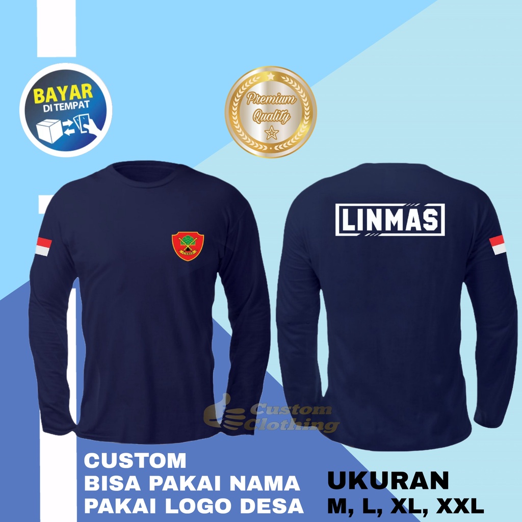 Jual Baju Kaos Atasan Linmas Lengan Panjang Custom Nama Logo Gambar ...