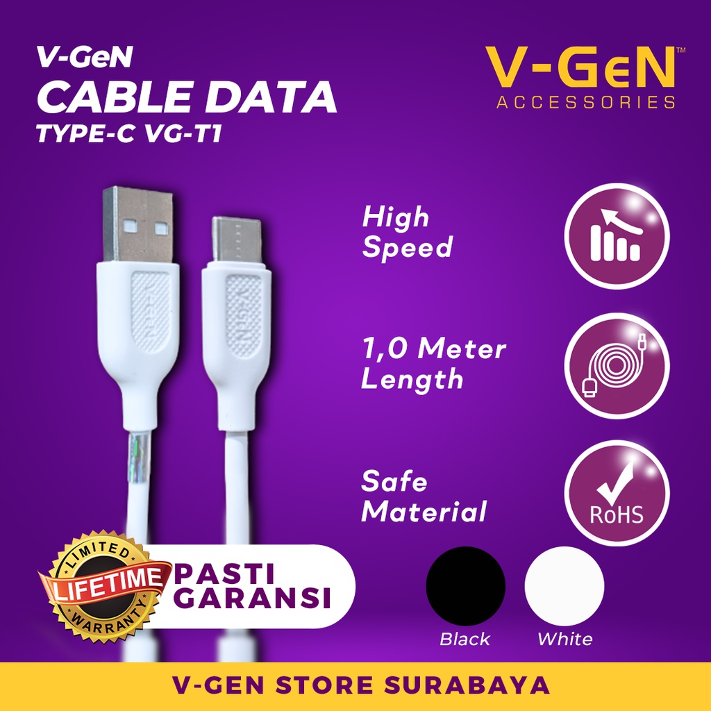 Jual Kabel Data Type C V-GeN VG-T1 Fast Charging QC3 3A | Shopee Indonesia