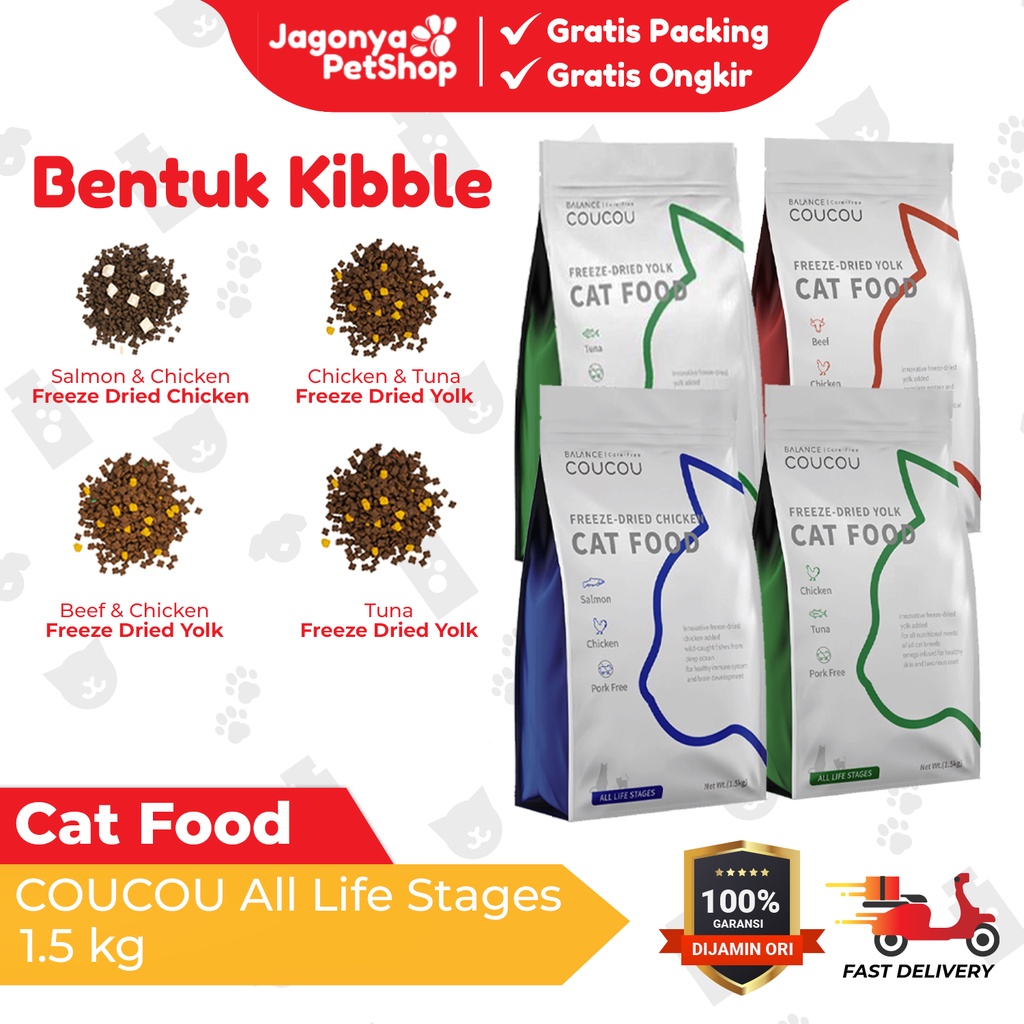 Jual Makanan Kucing / COUCOU All Stages / Super Premium Cat Food 1.5 Kg ...