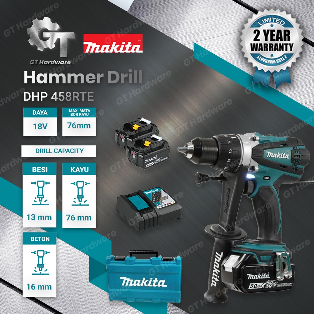 Jual Mesin Bor Batterai Makita DHP 458 RME / RTE DHP458 RME dhp458rme ...