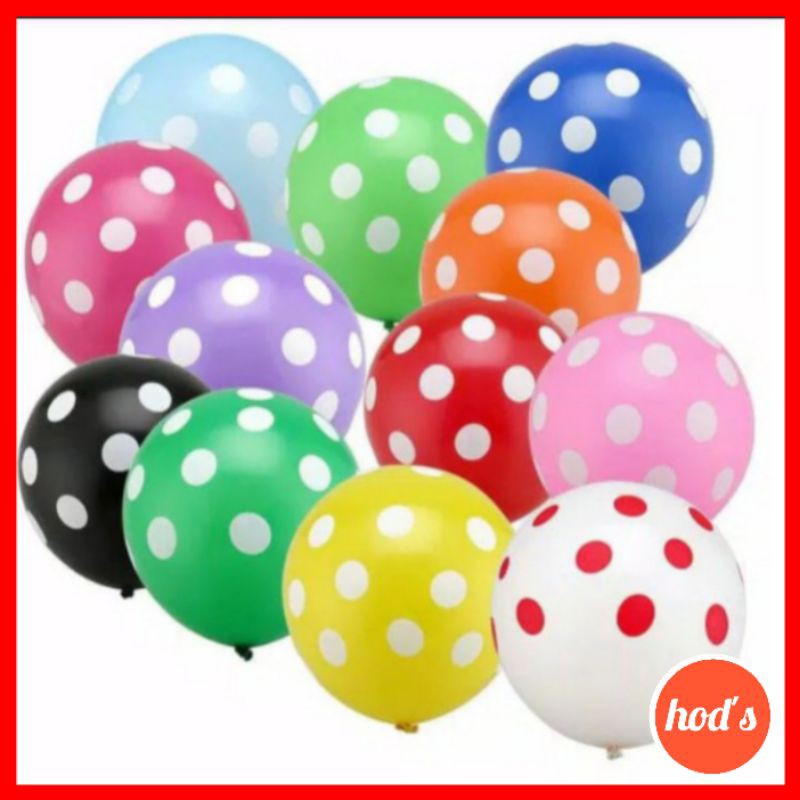 Jual Balon Karet Latex Polkadot 12 inch Ballon Baloon Per 1 Pcs Warna ...