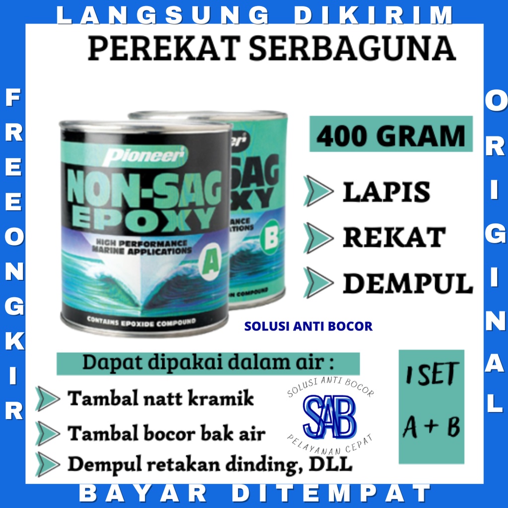 Jual Lem Epoxy Pioneer Non Sag Marine Epoxy 400gr Dempul Kolam Anti ...