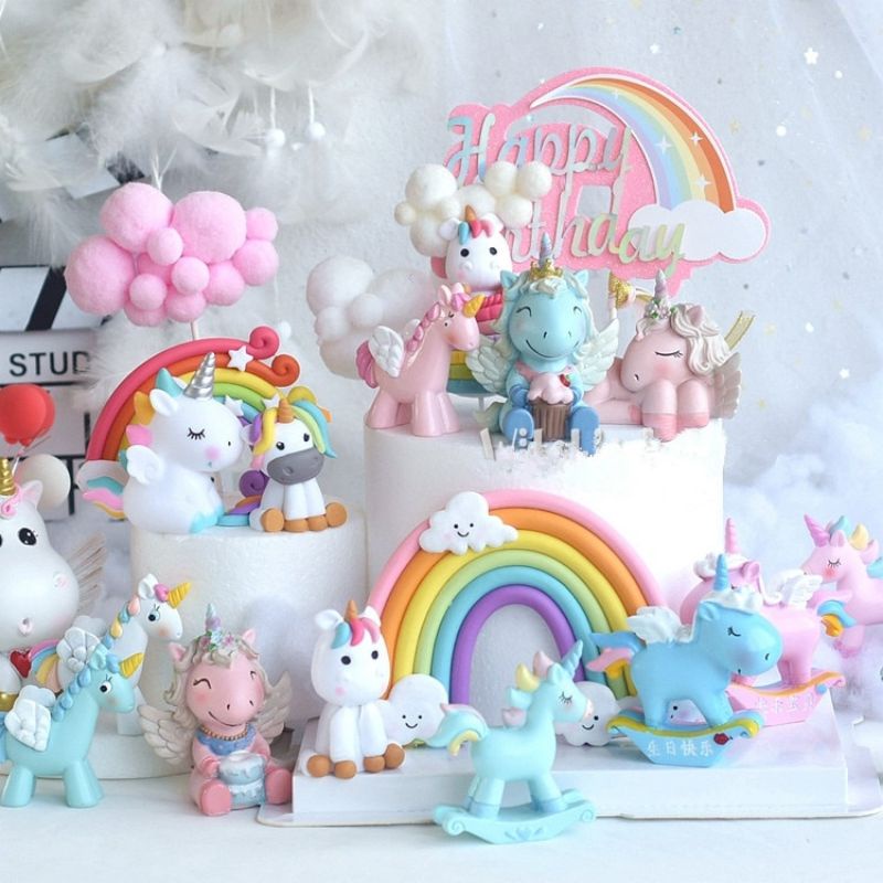 Jual Hiasan Kue UNICORN SET / Topper Cake Figure Boneka Kuda Poni Happy ...